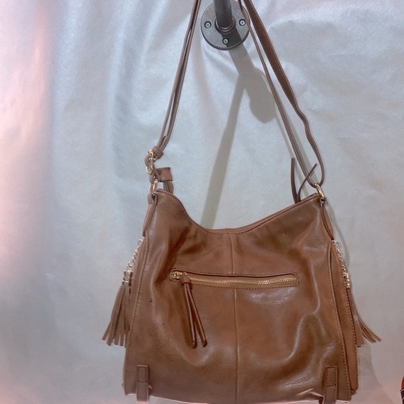 MMS Design Studio | Bags | Mms Vegan Leather Brown Crossbody Purse Gold ...